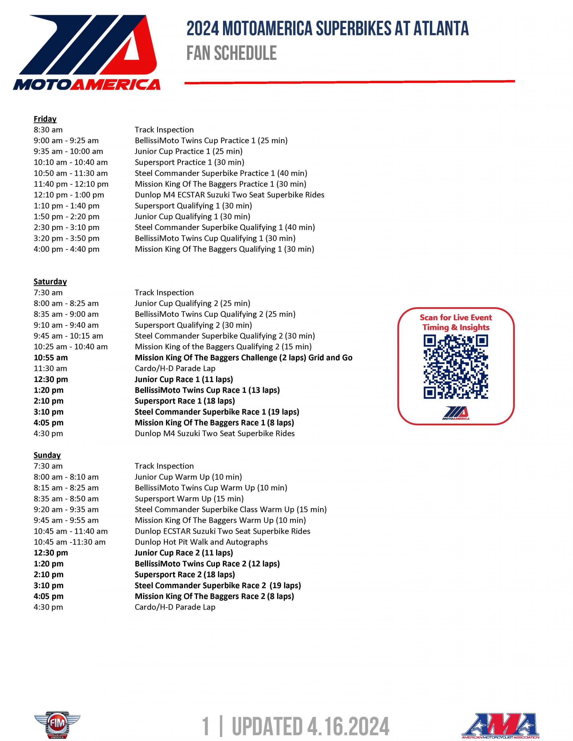 Event Schedules - MotoAmerica