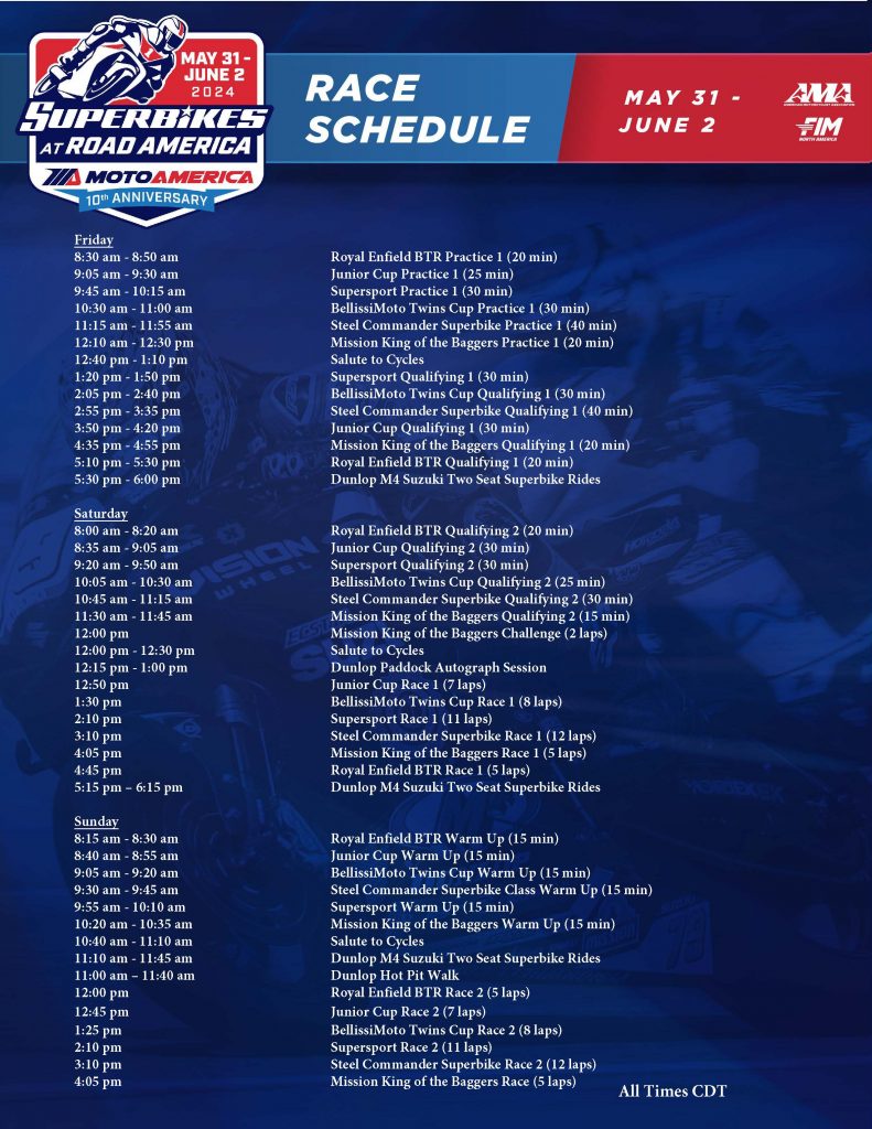 Event Schedules - MotoAmerica